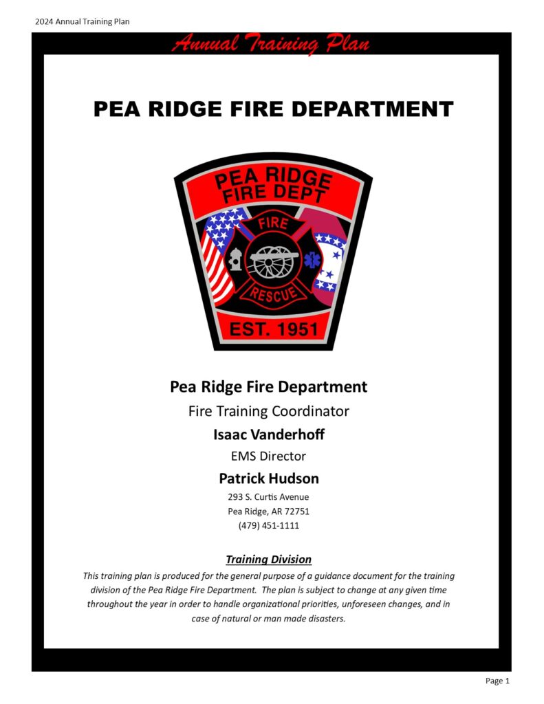 Annual Training Plan - Pea Ridge EMS Training